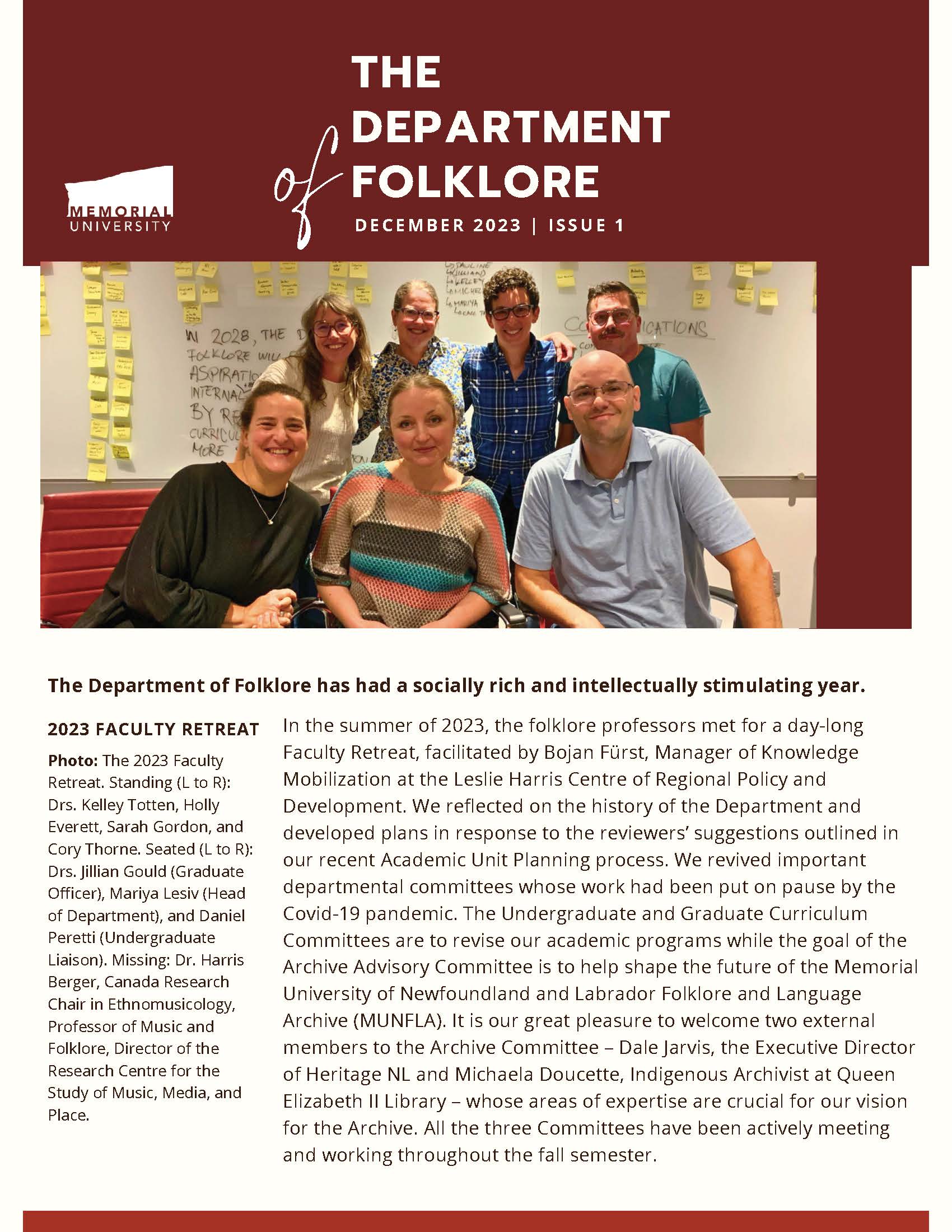 Newsletters | Folklore | Memorial University of Newfoundland
