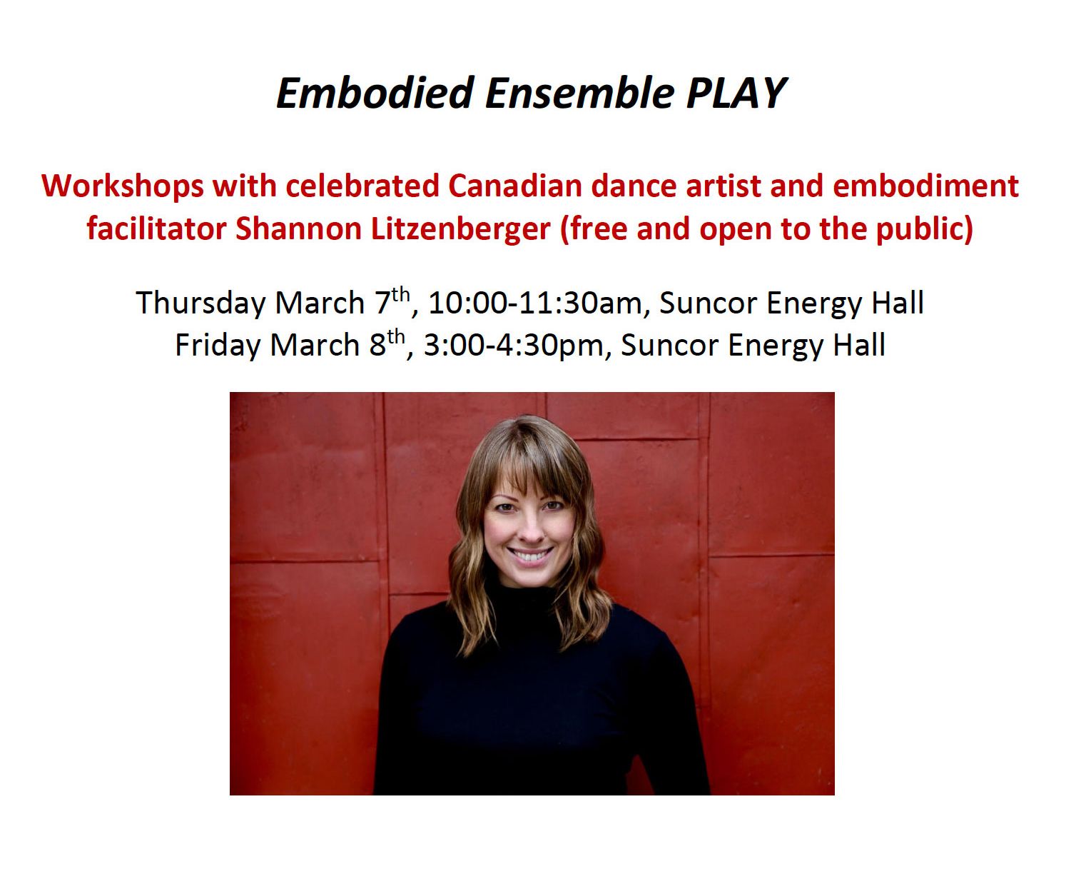 Embodied Ensemble PLAY: Workshop with Shannon Litzenberger | School of ...