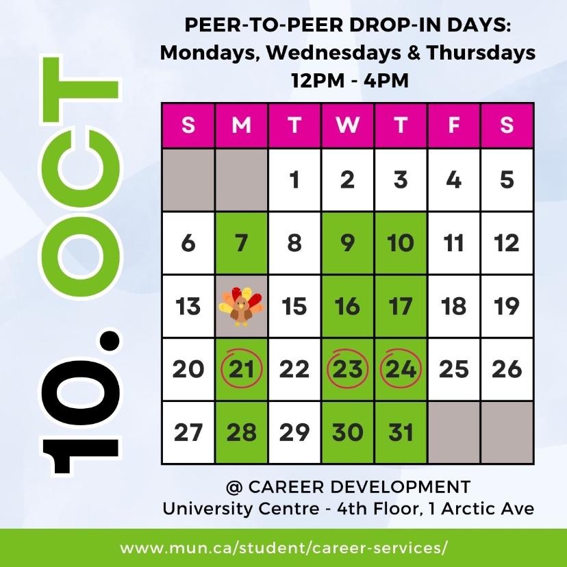 Peer-to-Peer Drop-In Days | Student Life | Memorial University of ...