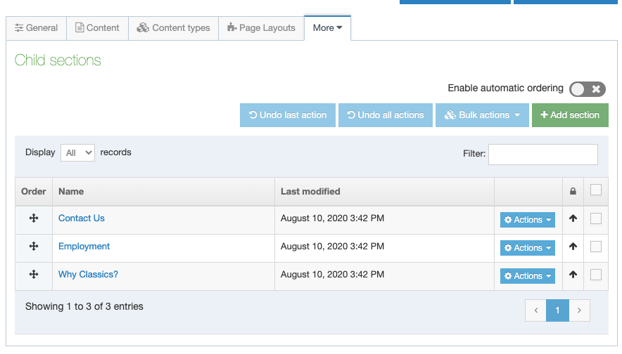 What is a child section? | Terminalfour (T4) User Guide | Memorial ...