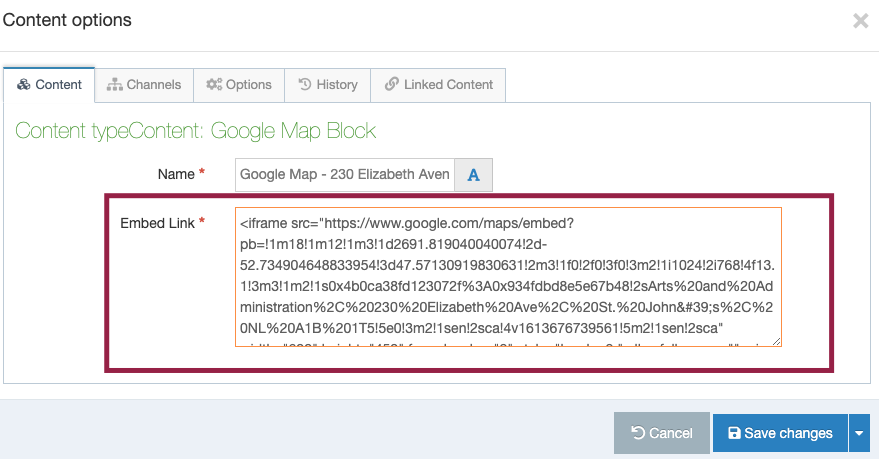 Create a Google map embed code | Terminalfour (T4) User Guide ...