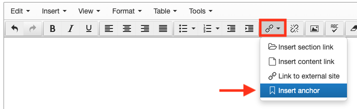 Insert an Anchor Link | Terminalfour (T4) User Guide | Memorial ...