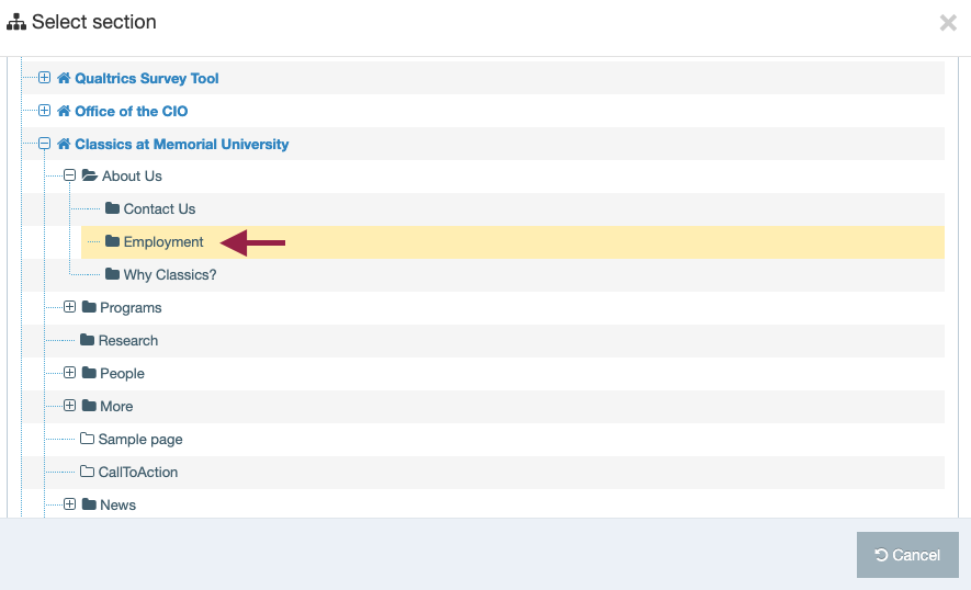 Create a main menu link to any page on your site | Terminalfour (T4 ...