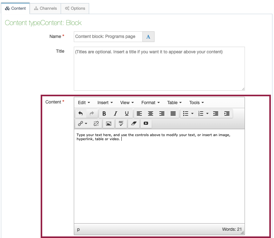 Content types overview | Terminalfour (T4) User Guide | Memorial ...