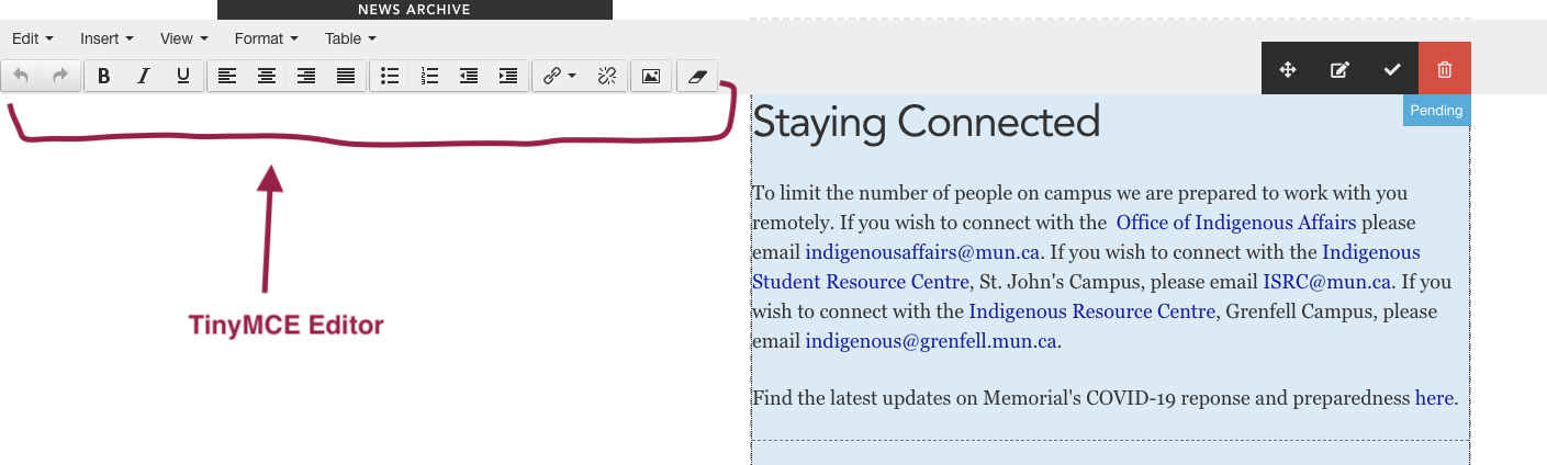 Add or edit text | Terminalfour (T4) User Guide | Memorial University ...