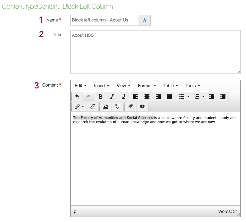 Left column content | Terminalfour (T4) User Guide | Memorial ...