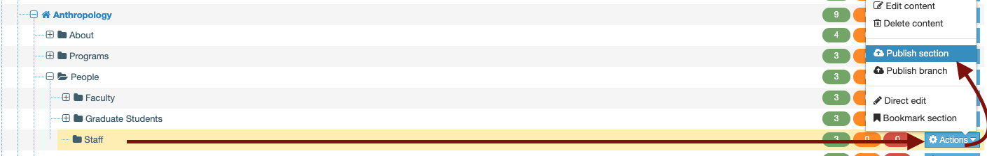 Publish your new section | Terminalfour (T4) User Guide | Memorial ...
